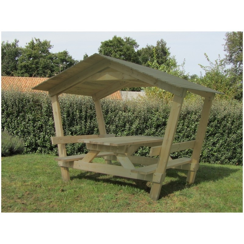 Table en bois pique-nique - Table avec banc bois extérieur PMR Modèle ...